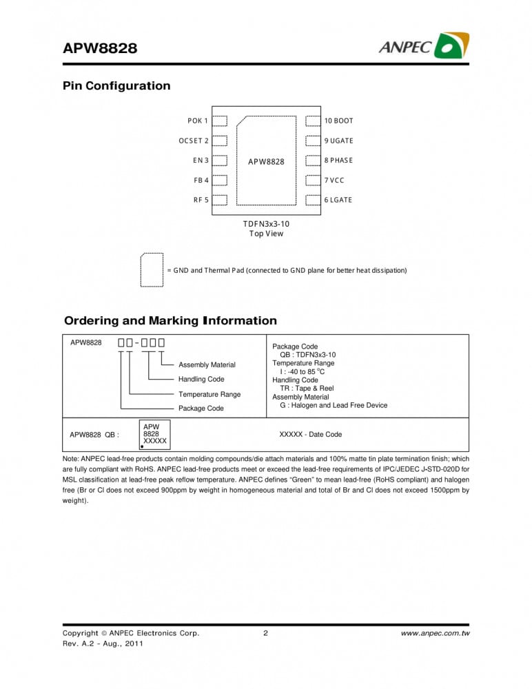 APW8828 datasheet page 2