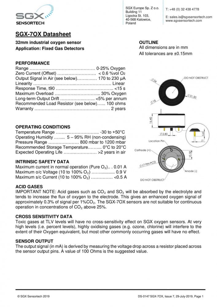 SGX-7OX datasheet page 1