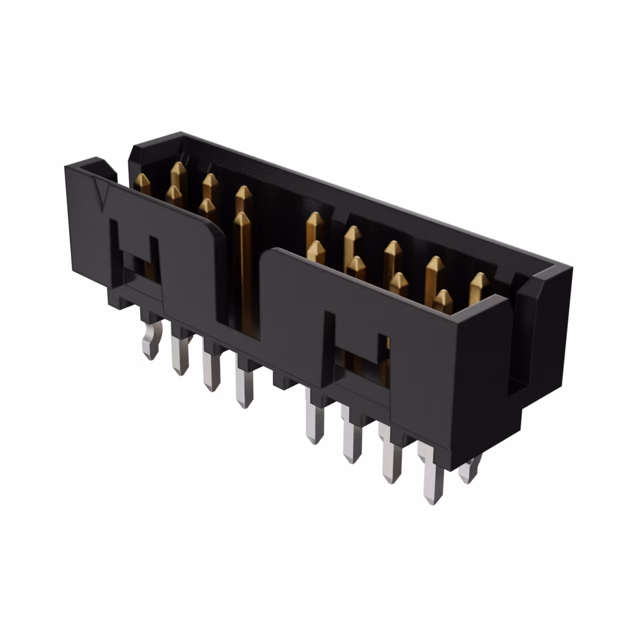 2.00mm Pitch, Milli-Grid PCB Header, Dual Row, Vertical, Through Hole, Shrouded, 18 Circuits, Circuits 1 and 18 Kinked, Circuits 8 and 9 Voided, 0.38µm Gold (Au) Plating, 2.50mm Tail Length, Dual Side Slots, Dual Friction Locks, Center Polarization, Tube for sale
