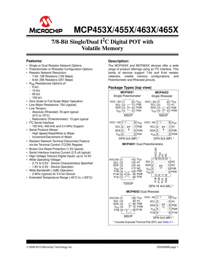 MCP4531 technical document page 1