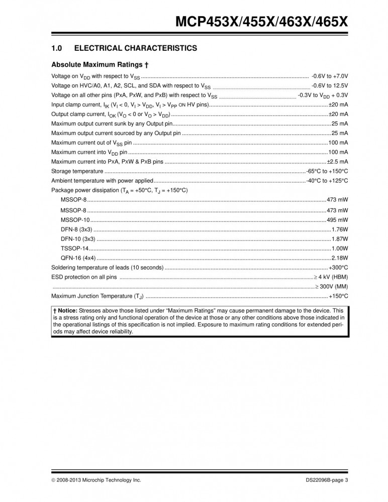 MCP4531 technical document page 3