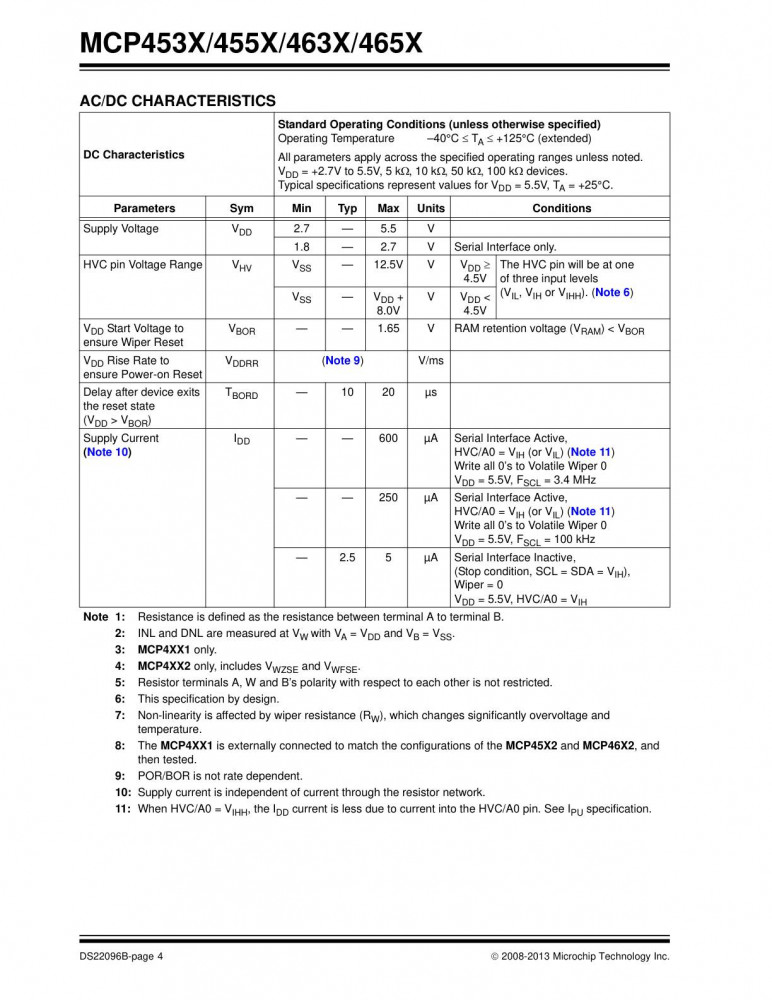 MCP4531 technical document page 4