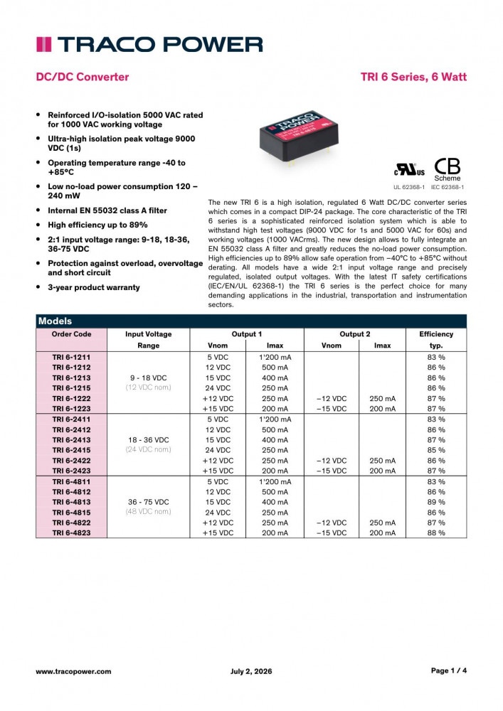 TRI 6 technical document, page 1