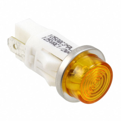 Neon Panel Mount Indicator Amber .500″ Hi-Hat 125V Tab Terminals for sale