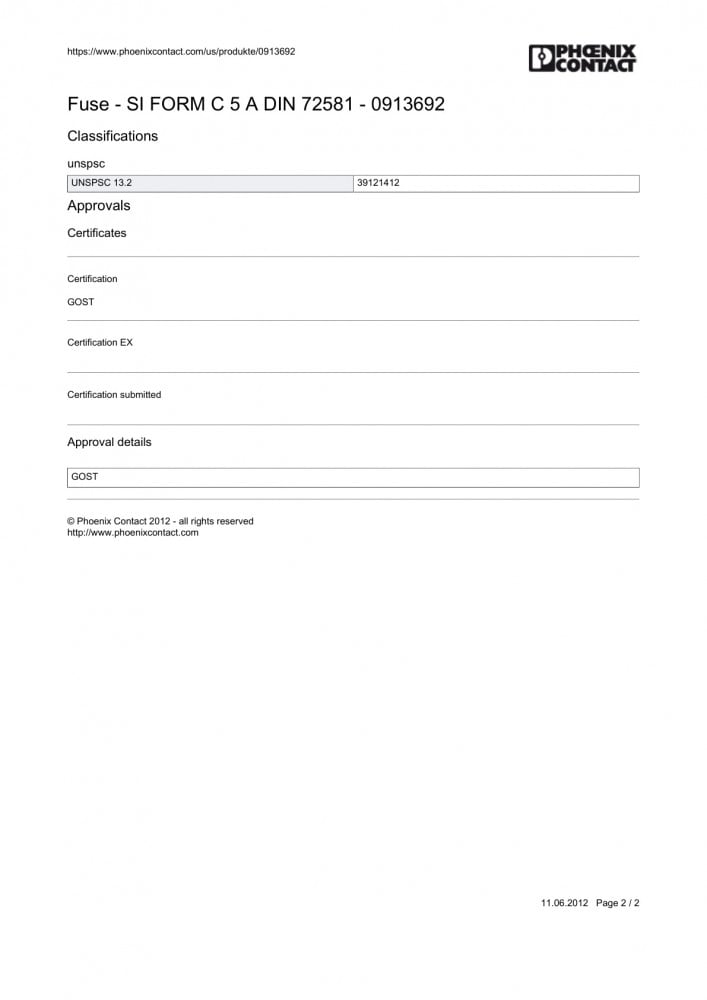 Phoenix Contact 0913692 technical document page 2