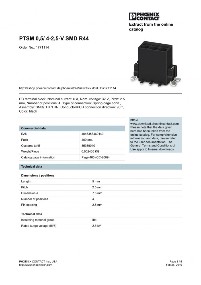 Phoenix Contact 1771114 technical document page 1