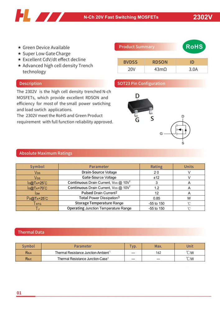 HL 2302V datasheet page 1