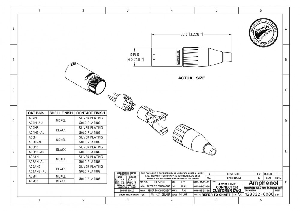 Amphenol AC4MB AC-series connector technical drawing preview