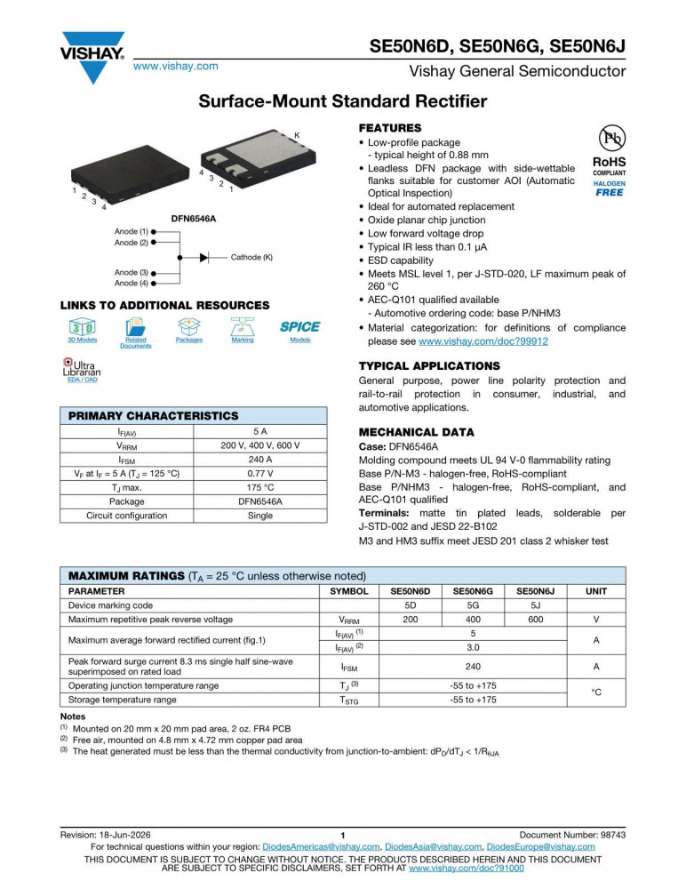 SE50N6 technical document page 1