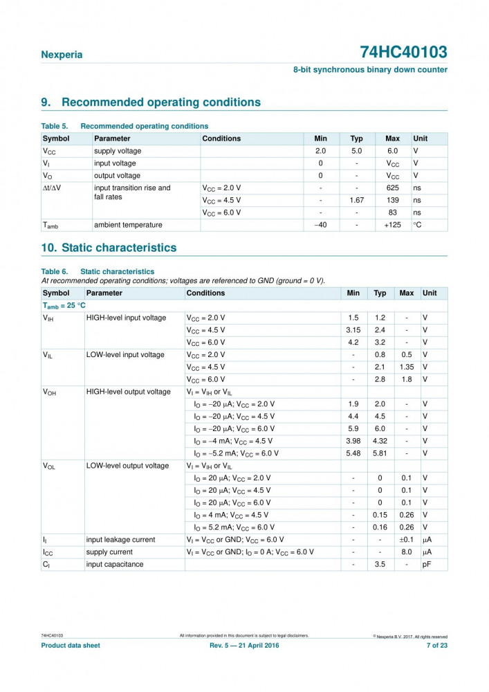 74HC40103 datasheet page 7