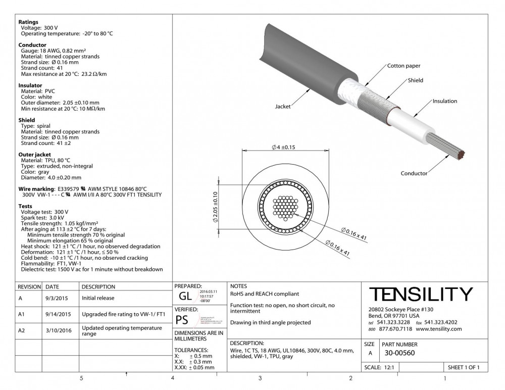Tensility International 30-00560 product drawing
