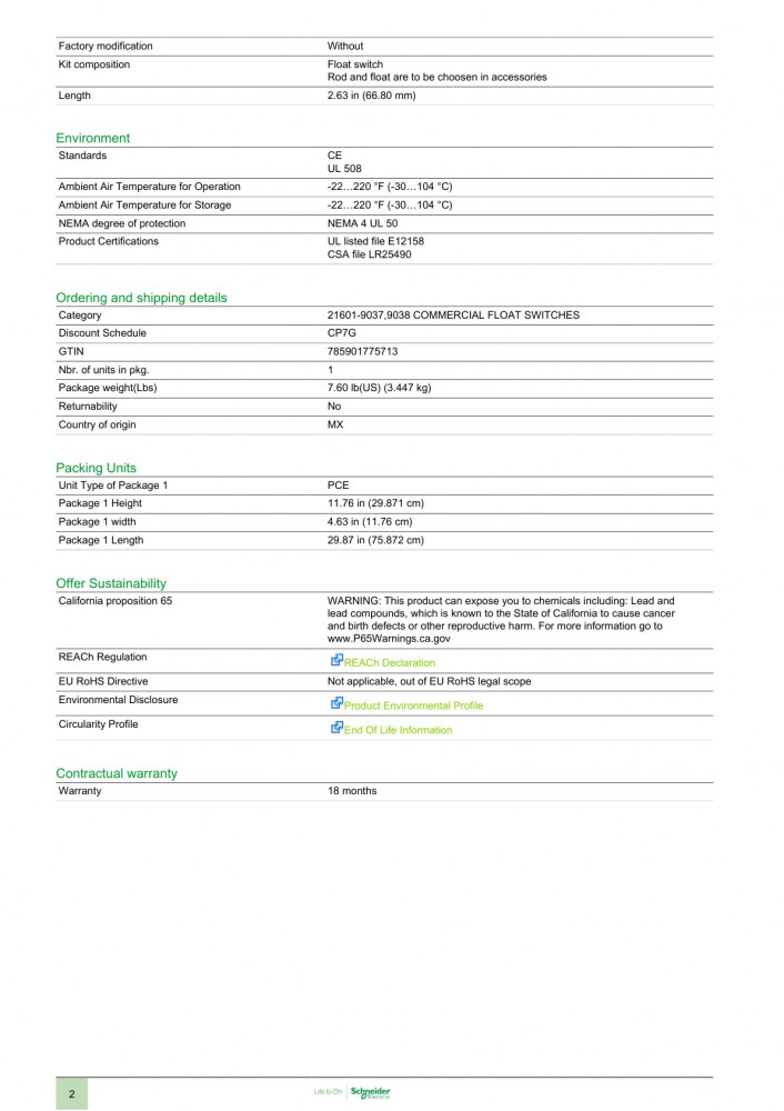 9038DW7 technical document page 2