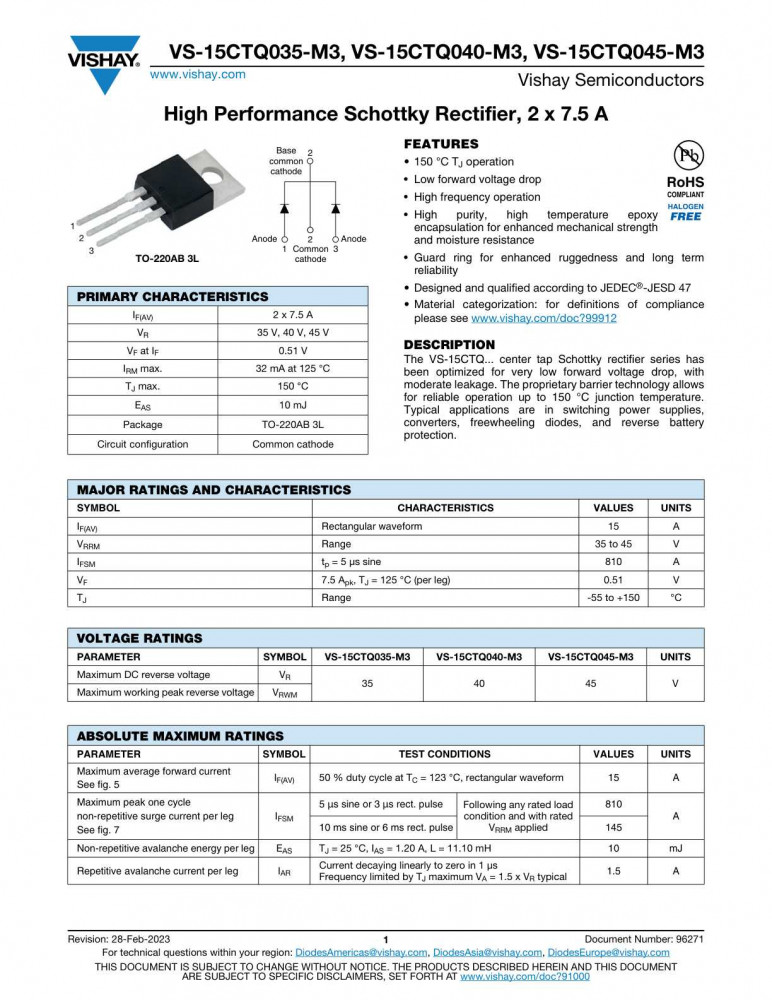 VS-15CTQ0 datasheet page 1