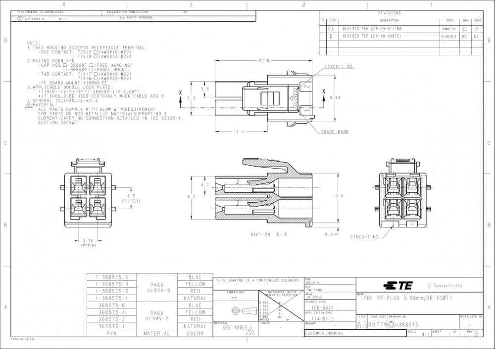 TE Connectivity 1-368575-1 technical drawing preview