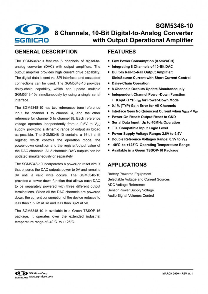 SGM5348-10 datasheet page 1