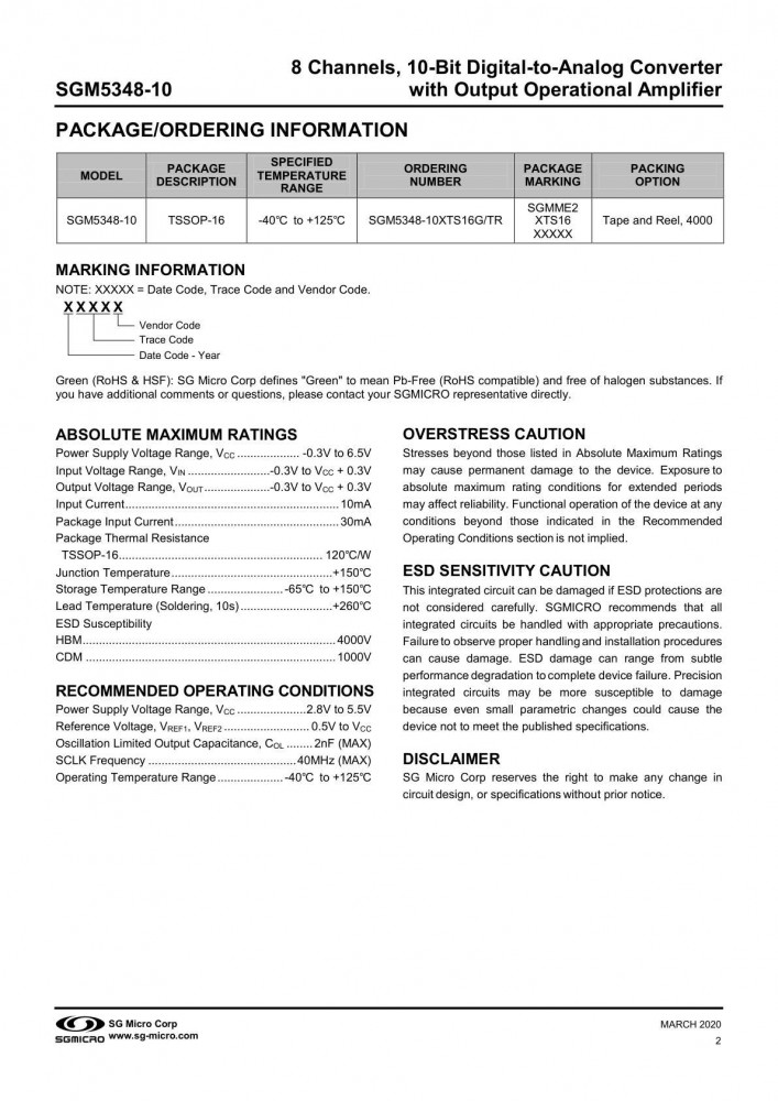 SGM5348-10 datasheet page 2