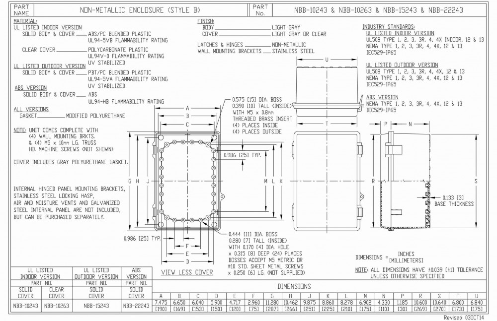 Bud Industries NBB Style B enclosure technical document image