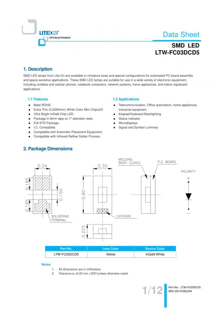 LTW-FC03DCD5 datasheet page 2