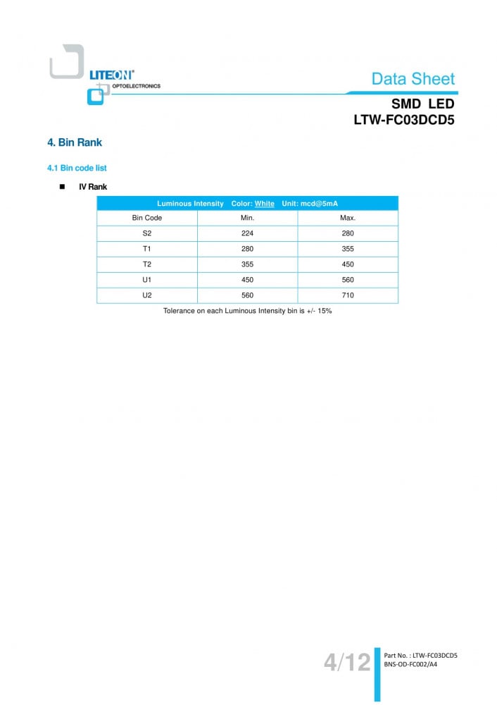 LTW-FC03DCD5 datasheet page 5