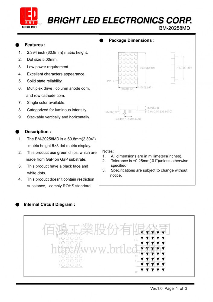 BM-20258MD datasheet page 1