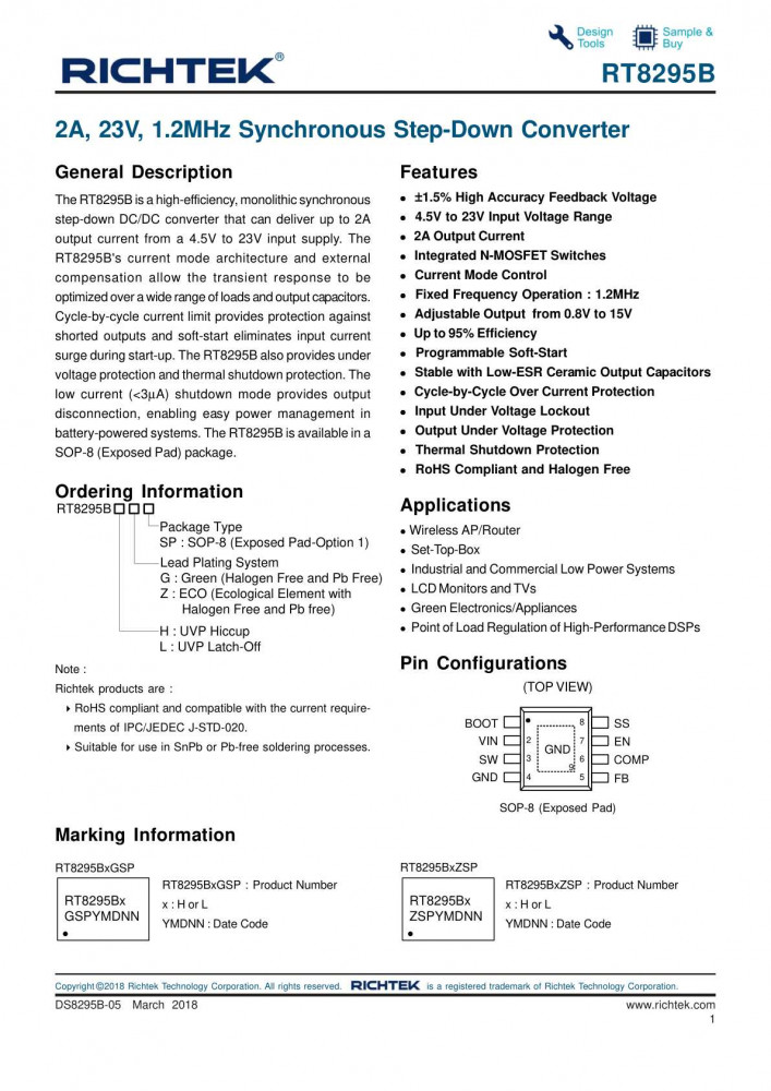 RT8295B datasheet page 1