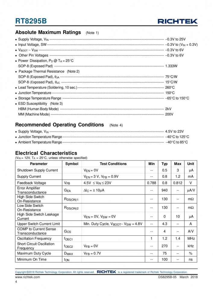 RT8295B datasheet page 4