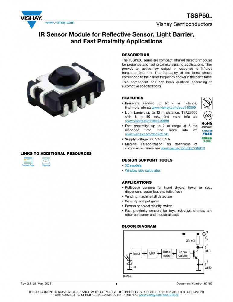 TSSP6038TT technical document page 1