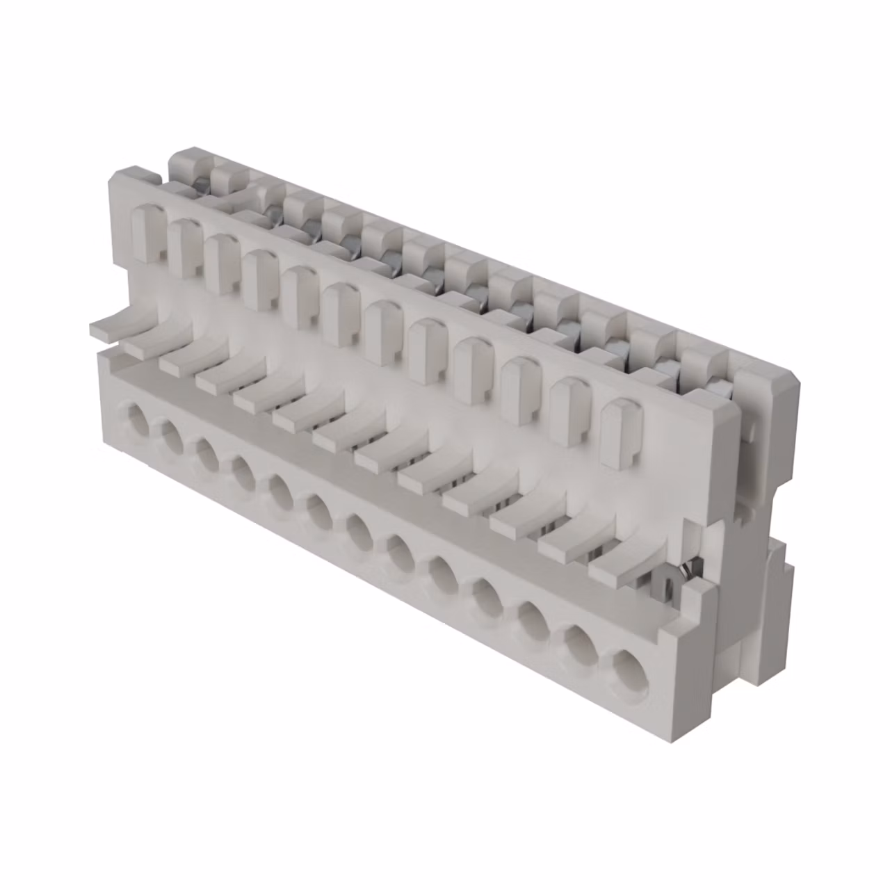Appli-Mate RAST 2.5 IDT Housing, 2.50mm Pitch, Female, 13 Circuits, Beaded Terminal, Position Keys A & N Removed, Open Endwalls, Polarizing Rib Between Circuits 2 & 3 for sale