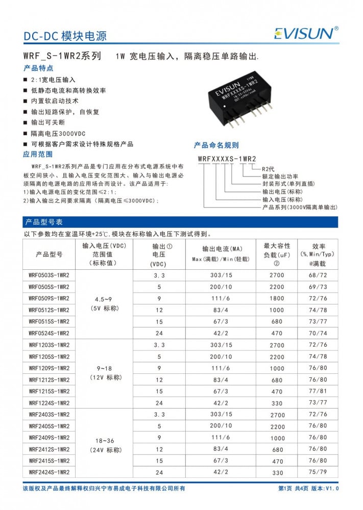 EVISUN WRF-S-1WR2 datasheet page 1