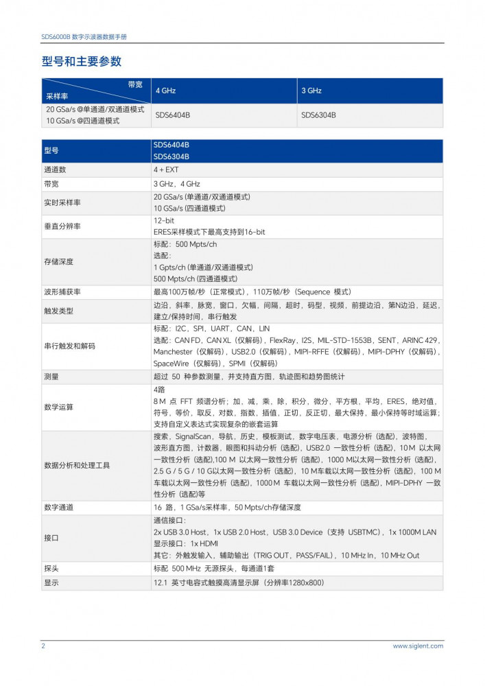 SDS6000B datasheet page 3