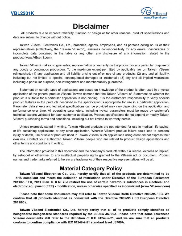 VBL2201K datasheet page 8