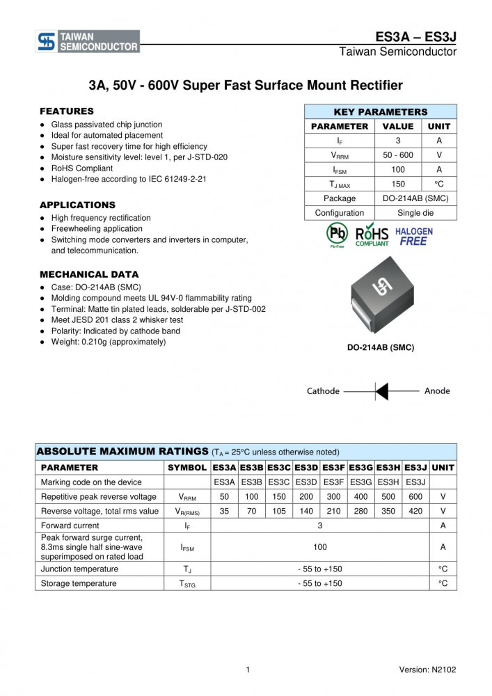 ES3D datasheet page image 1