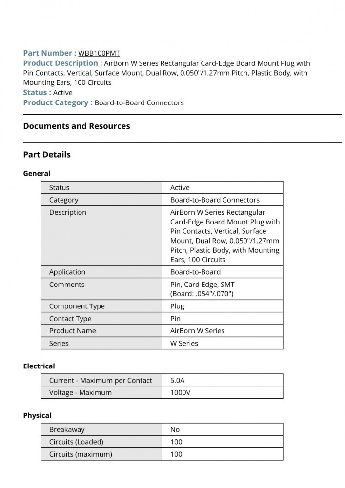 WBB100PMT technical document image, page 1