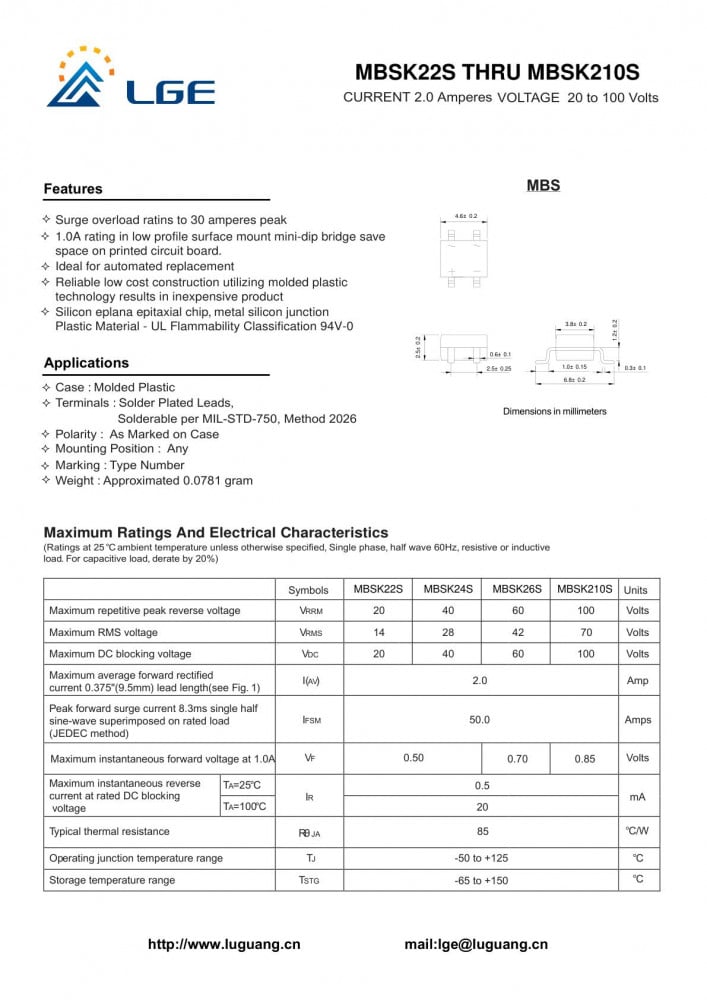 LGE MBSK210S datasheet page 1