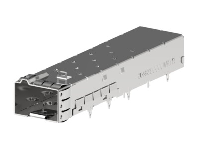 QSFP-DD Cage Assembly, 1-by-4, PCI Fin Heat Sink, Spring Fingers, No Rear Legs, with Press-Fit Pins, Robust
