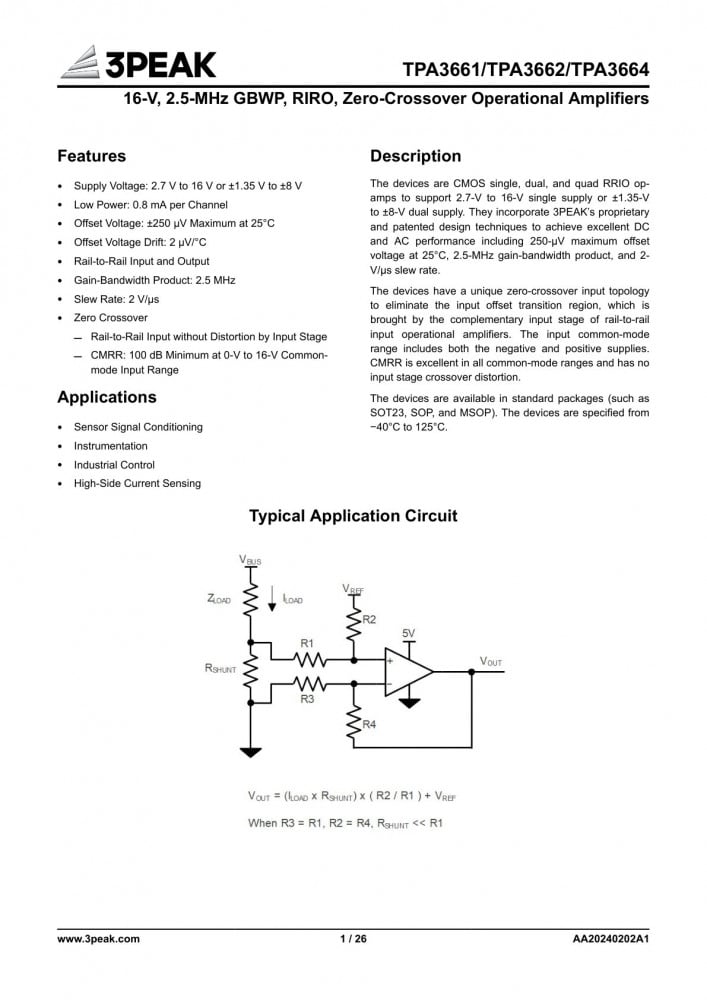 TPA3662 datasheet page 1
