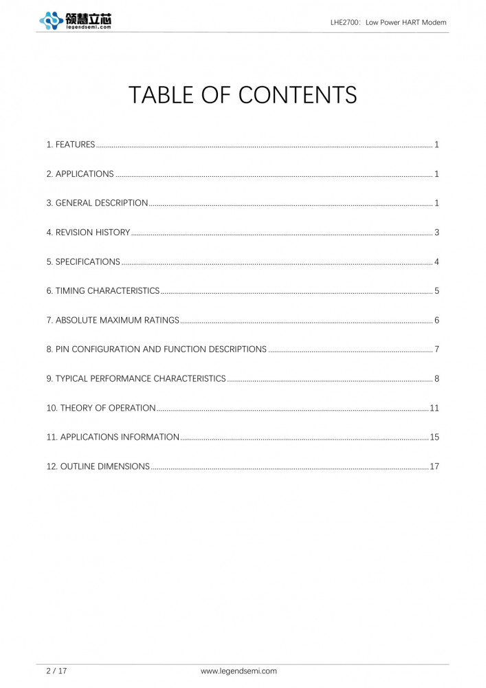 LHE2700FQG datasheet page 2