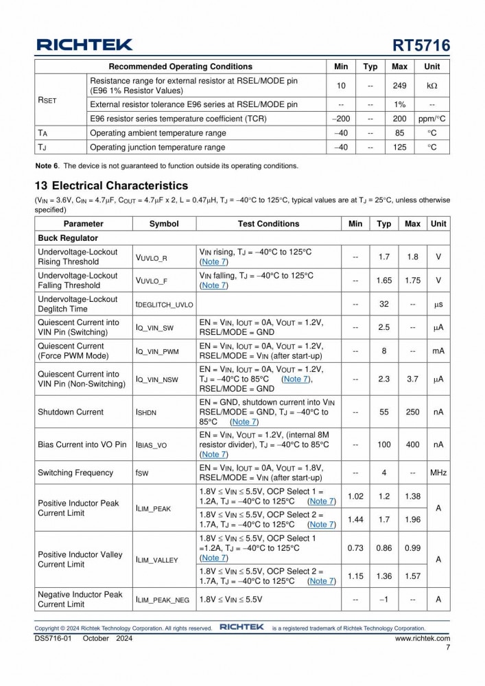 RT5716 datasheet page 7