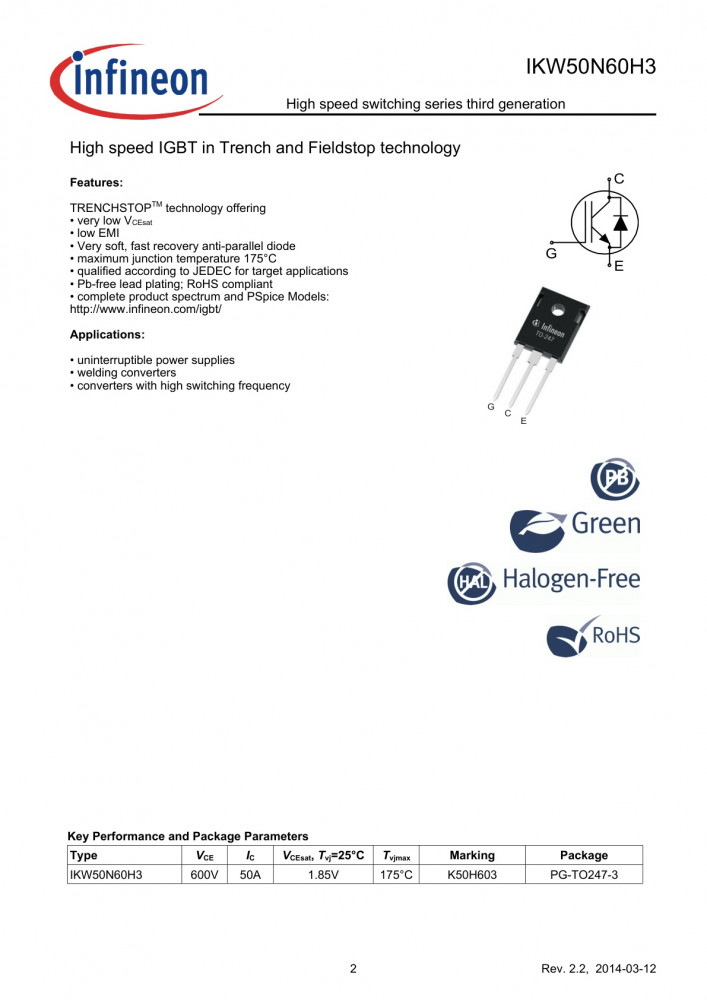IKW50N60H3 datasheet page 2