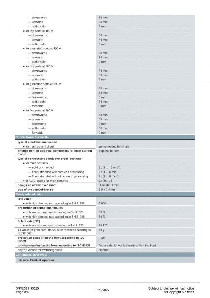 3RV23211KC20 technical document page 3