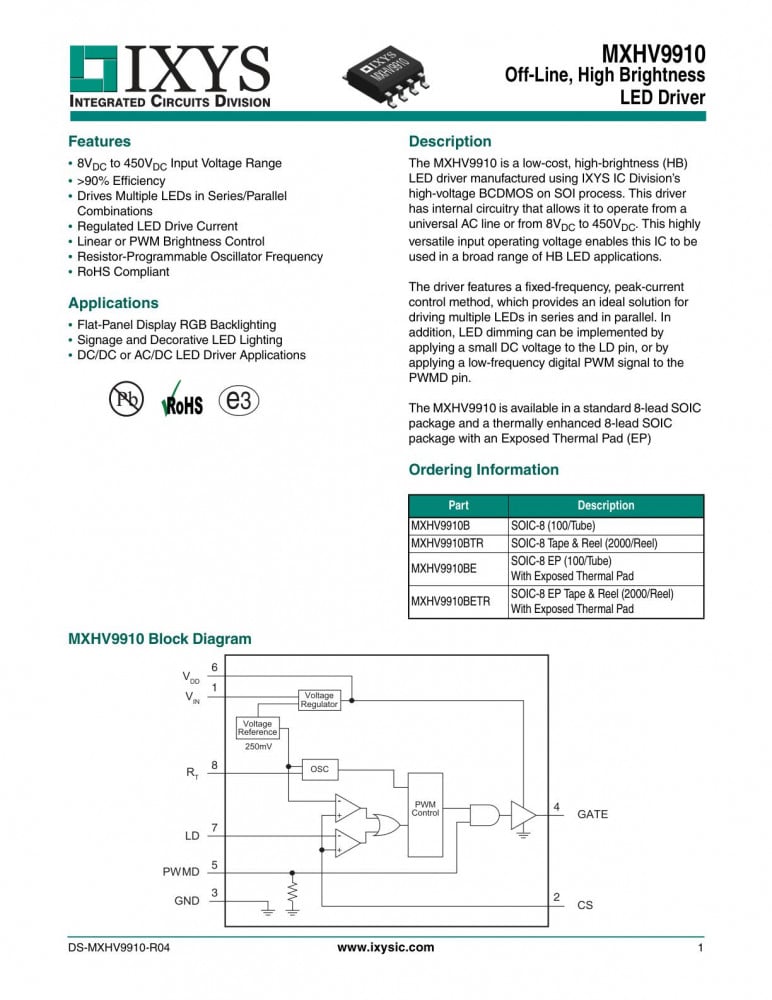 MXHV9910BE datasheet page 1