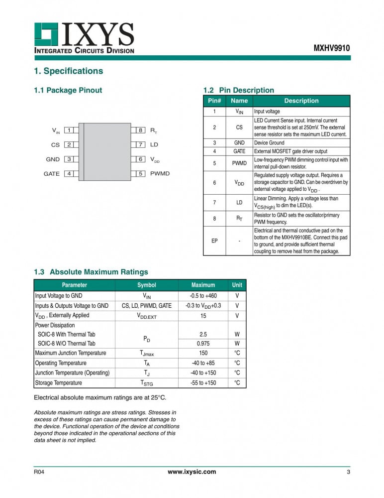 MXHV9910BE datasheet page 3