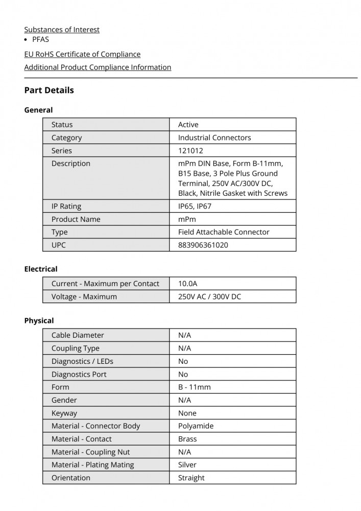 MOLEX DIN Valve Series B15 packaging specification, page 2