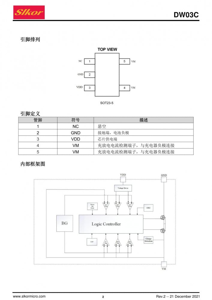 DW03C datasheet page 2