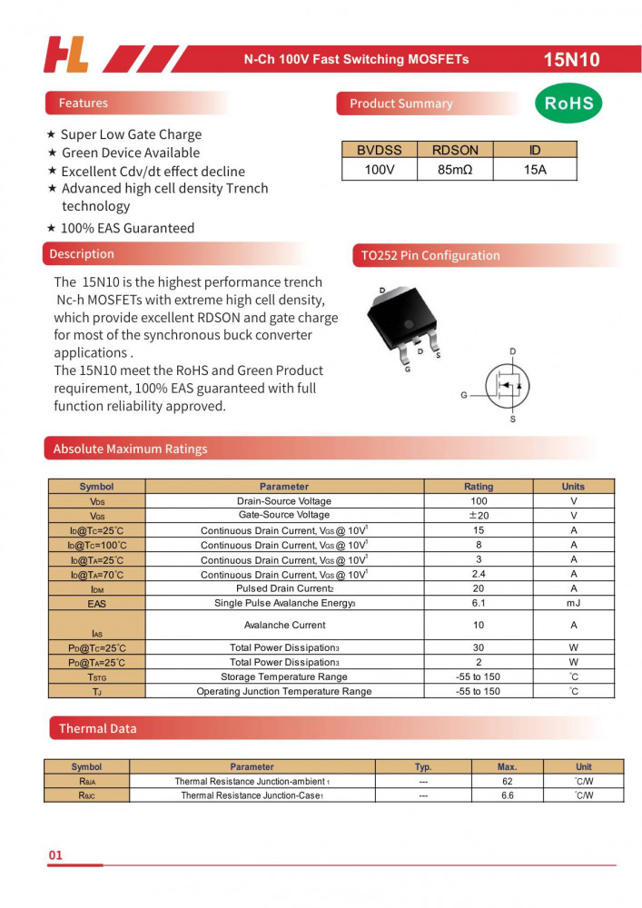 15N10 datasheet page 1