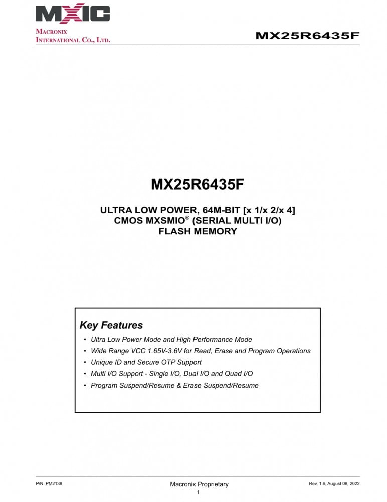 MX25R6435F datasheet page 1