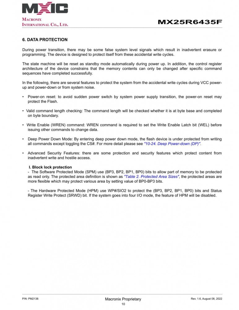 MX25R6435F datasheet page 10