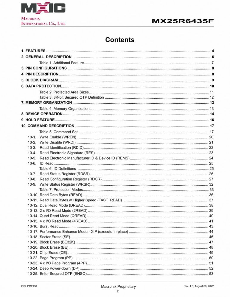MX25R6435F datasheet page 2