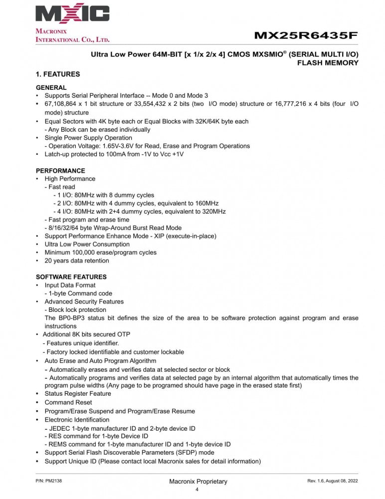 MX25R6435F datasheet page 4