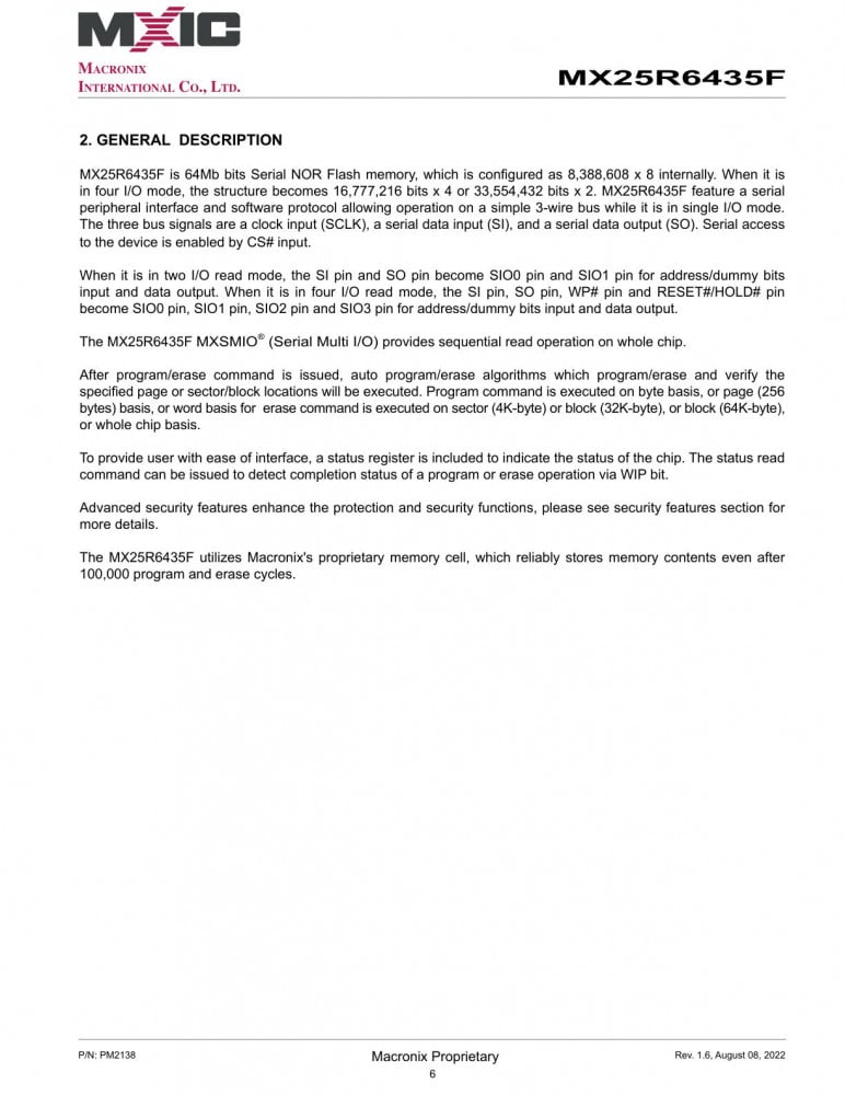 MX25R6435F datasheet page 6